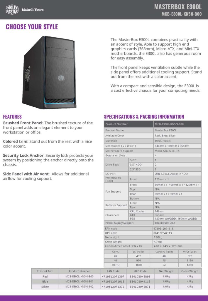 Cooler Master MasterBox E300L – Ban Leong Chin Inter Co. Ltd.