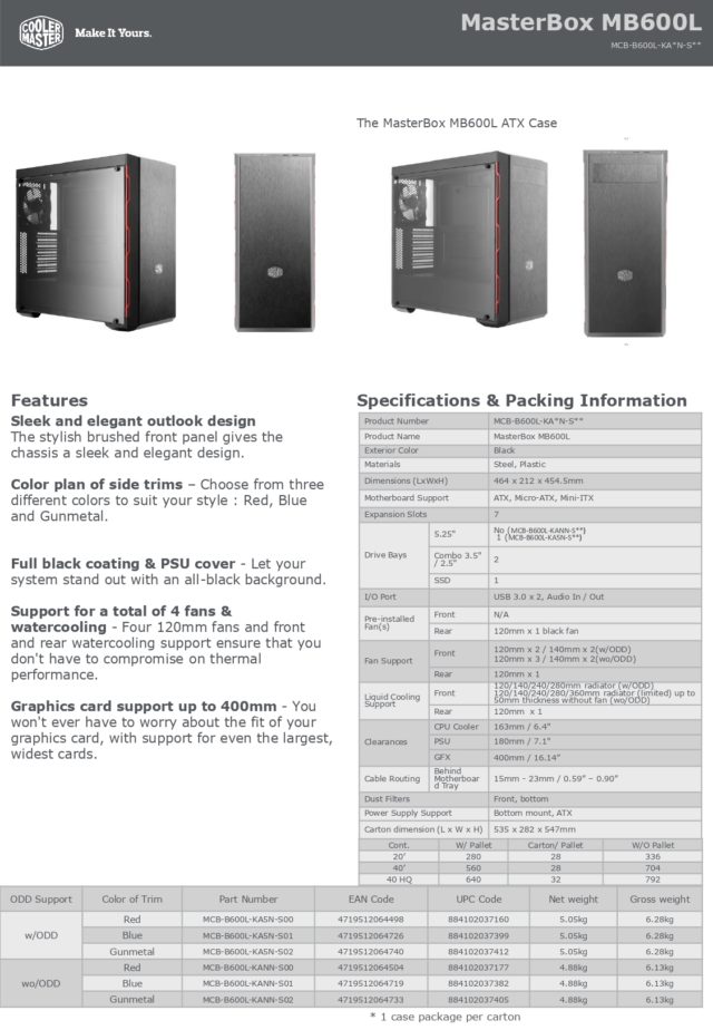 Cooler Master MasterBox MB600L – Ban Leong Chin Inter Co. Ltd.