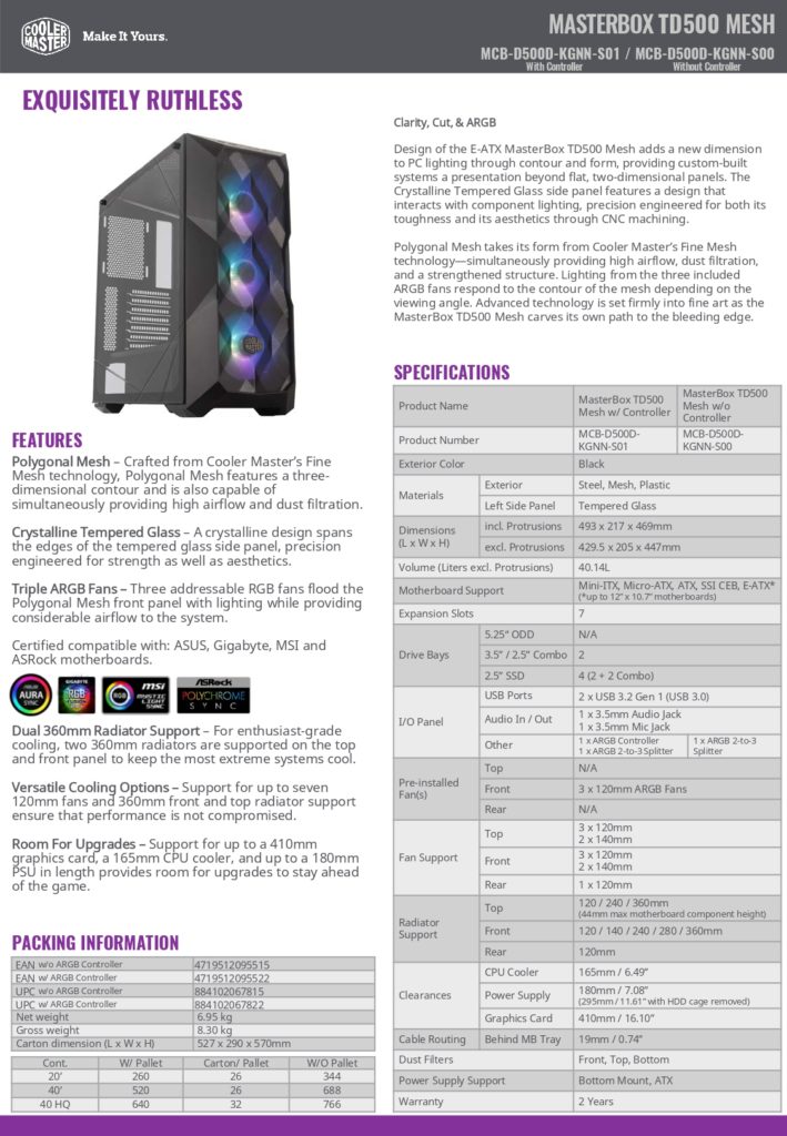 Cooler Master MasterBox TD500 ARGB Mesh – Ban Leong Chin Inter Co. Ltd.